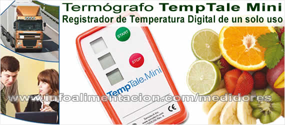 Registrador de temperatura digital Sensitech TempTale Mini de un solo uso.